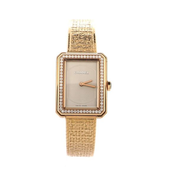 CHANEL | Jewelry | Chanel Boyfriend Tweed Quartz Watch Beige Gold With ...